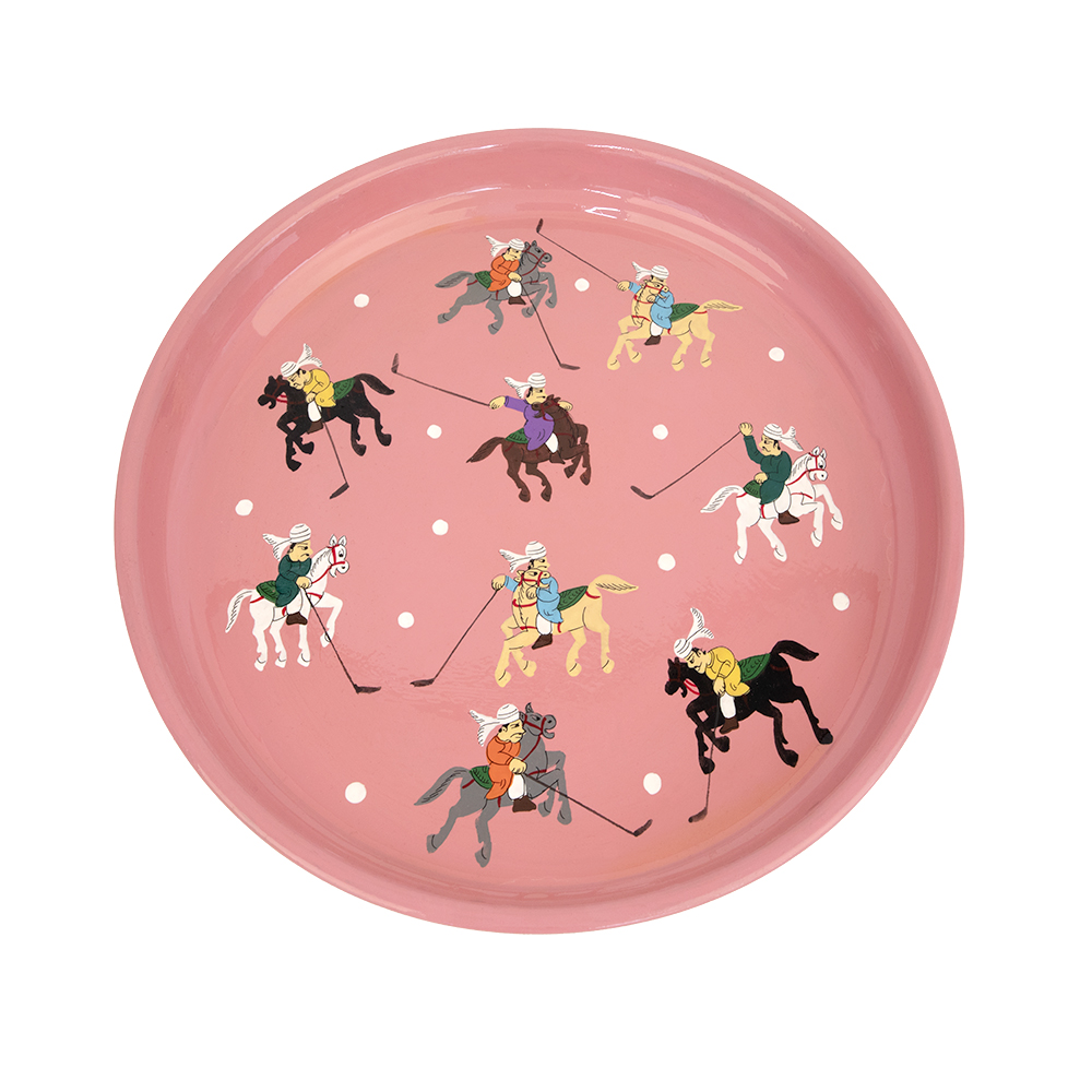 PINK ROUND TRAY 32CM HF
