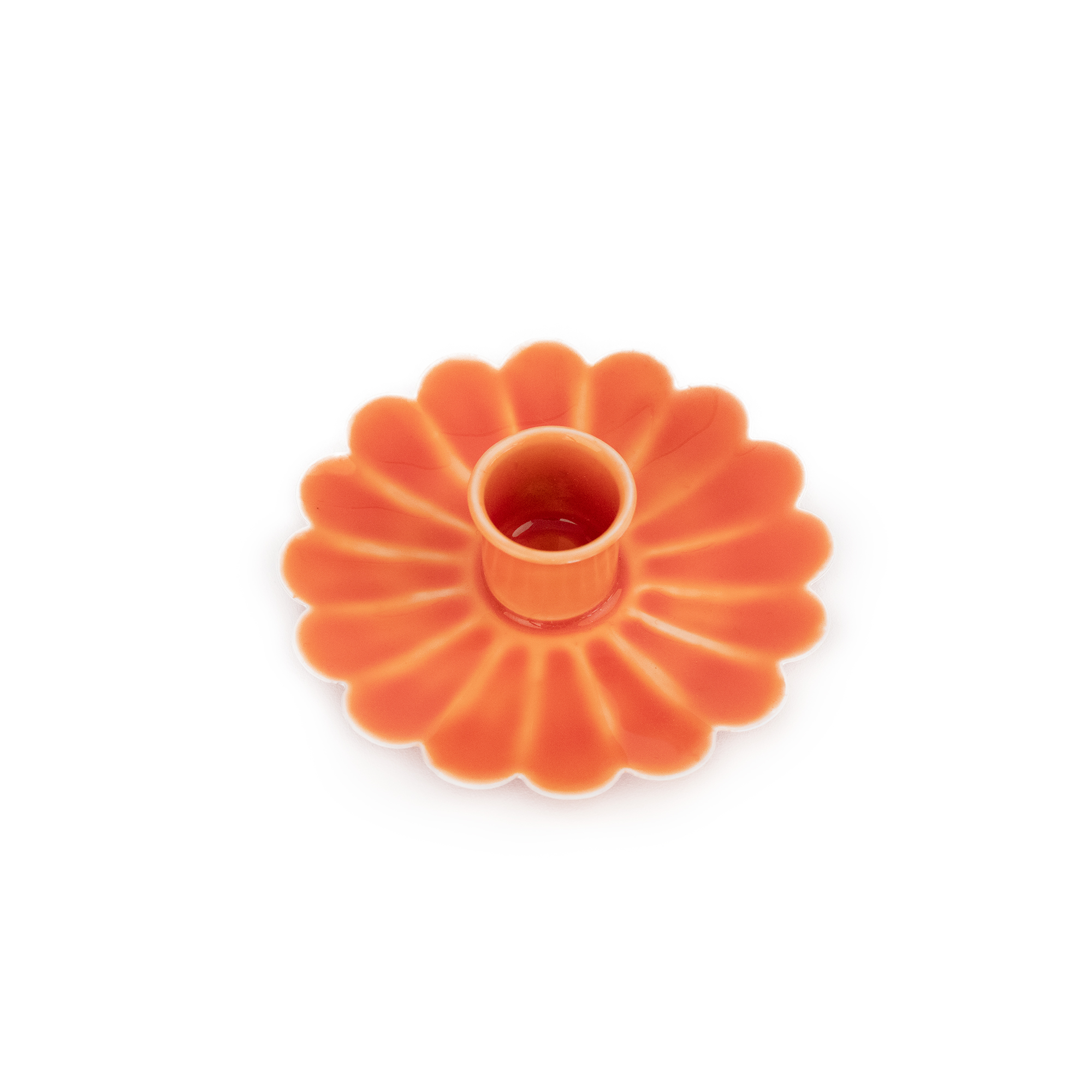 ORANGE FLORAL CANDLEHOLDER HF