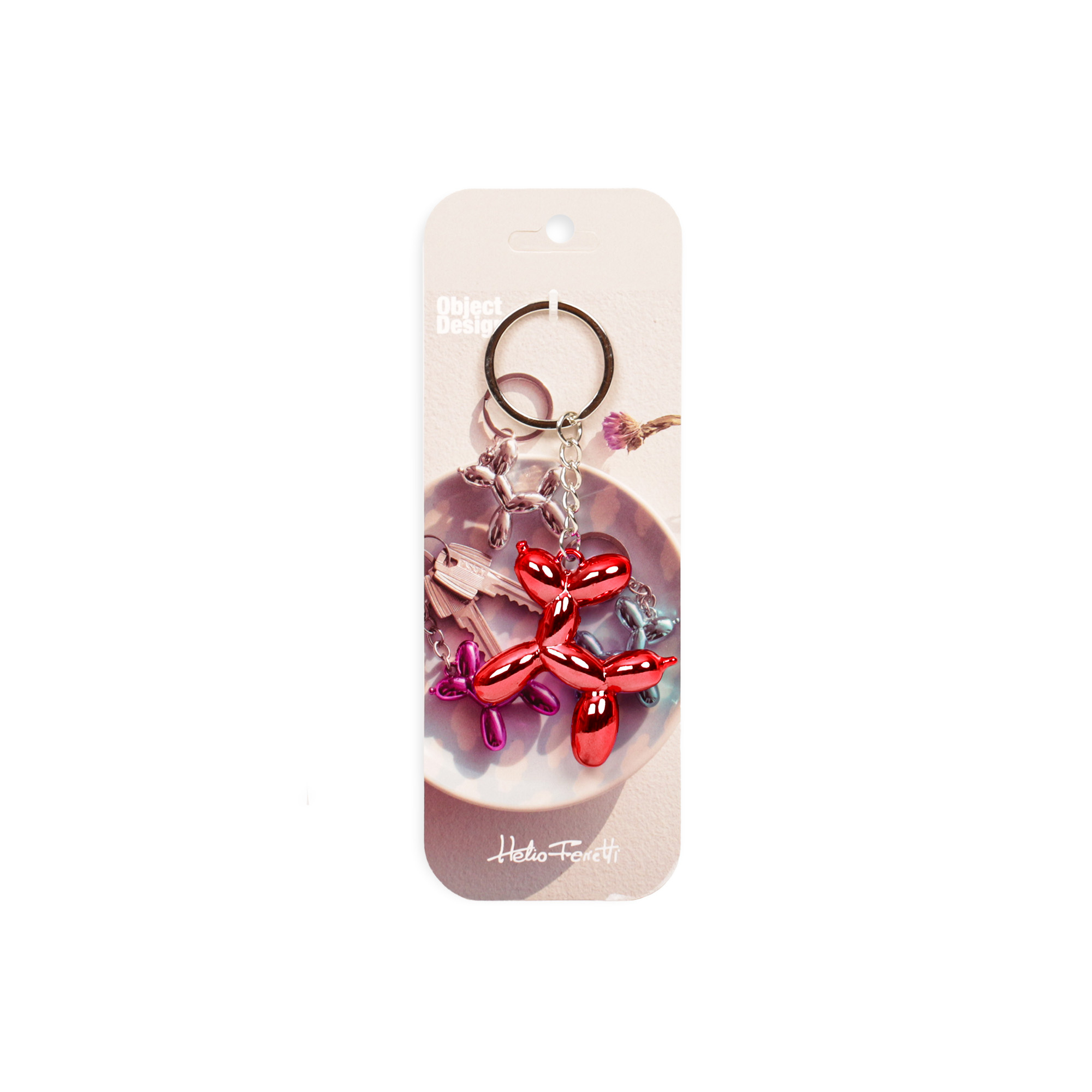 RED METALLIC PUPPY KEYCHAIN HF | Helio Ferretti