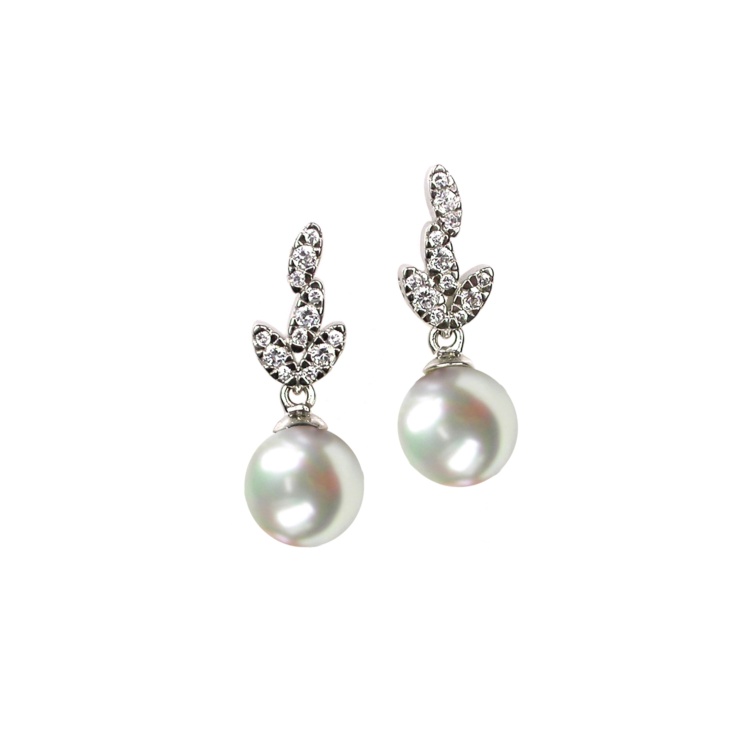 Pendientes de plata de ley con perlas y Circonitas