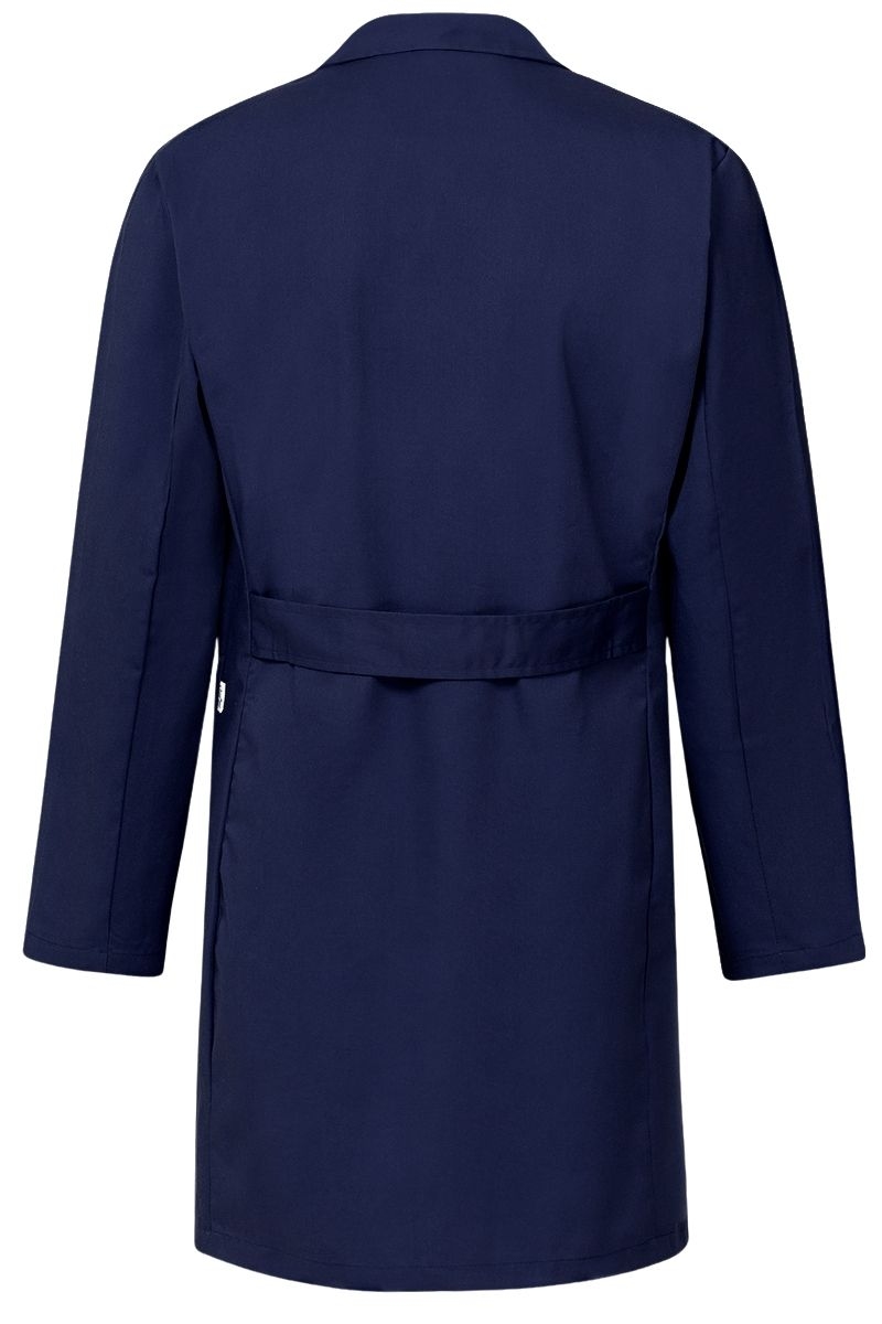 Bata de manga larga azul marino cuello con solapa