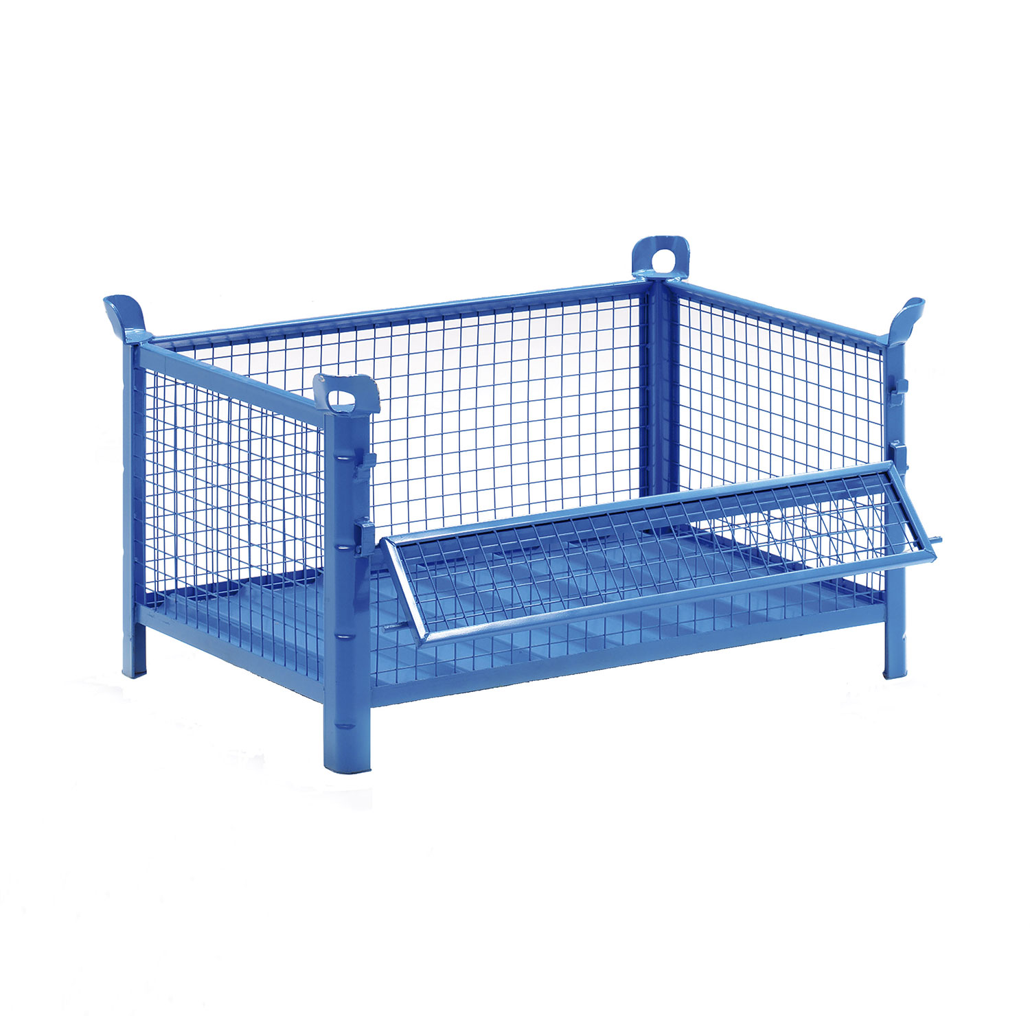 Contenedor metal apilable malla con puerta