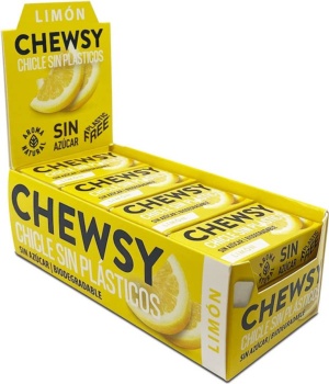 CAJA 12 UNIDADES CHEWSY CHICLE SIN PLASTICO LIMON 15 GR