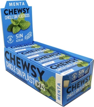 CAJA 12 UNIDADES CHEWSY CHICLE SIN PLASTICO MENTA 15 GR